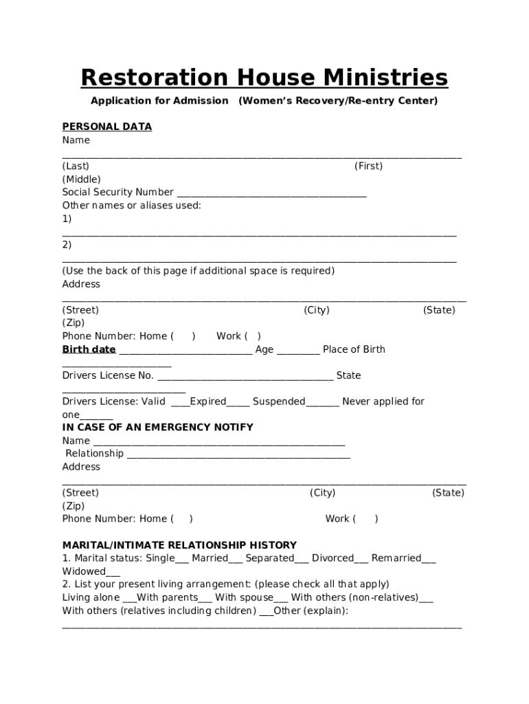 Restoration House Ministries - Amazon S3 Doc Template | pdfFiller