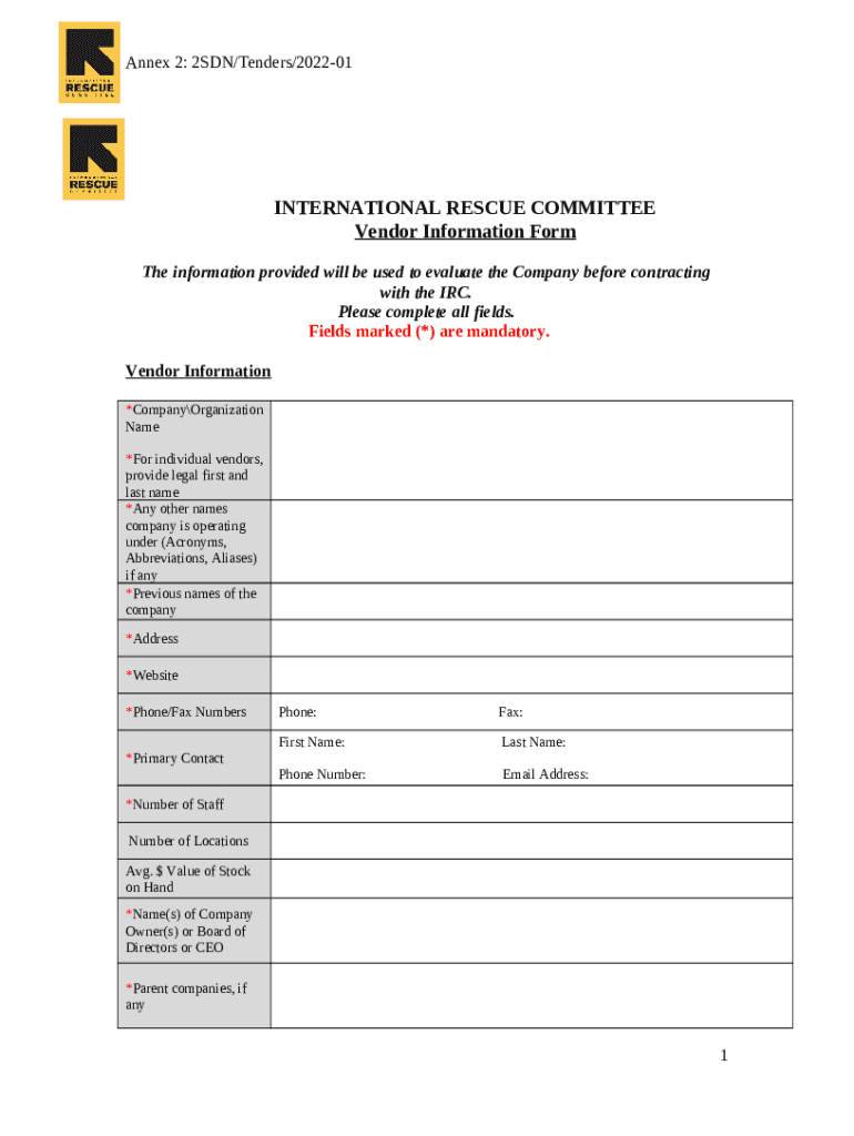 Annex 2 Vendor Ination .docx - Libyan Tenders Doc Template | pdfFiller