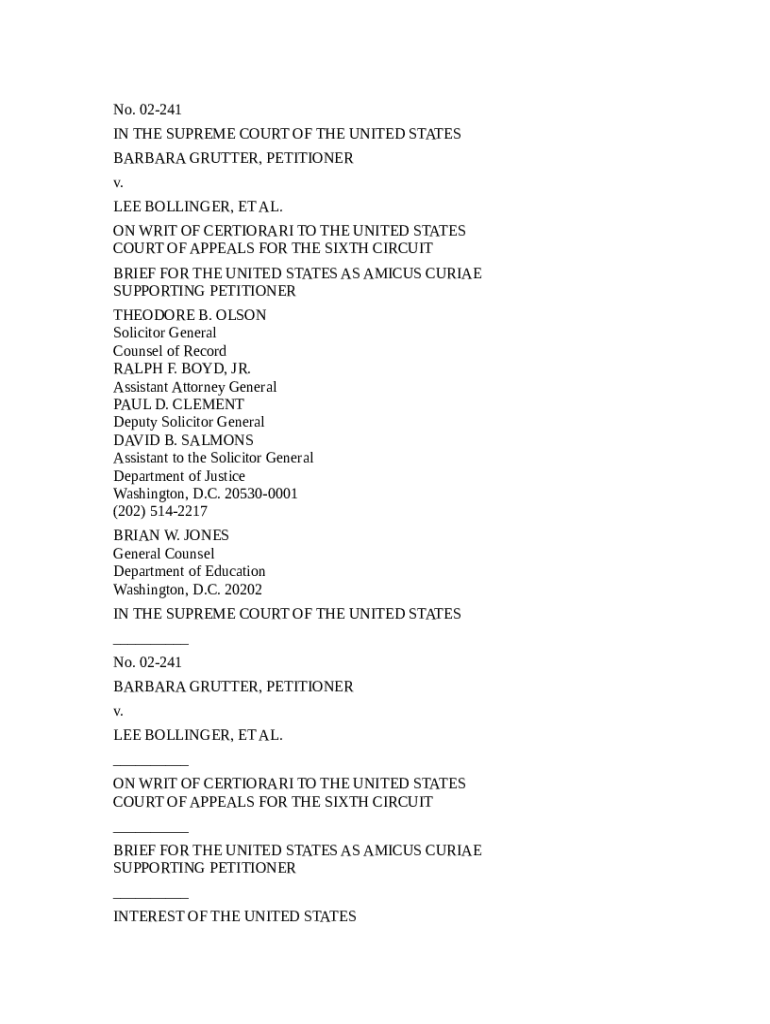 GRUTTER v. BOLLINGER et al. certiorari to the united states ... Doc ...