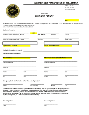 Fillable Online Staff Transportation - Big Spring Independent School ...