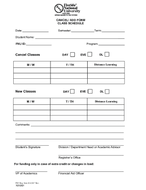 Fillable Online 14 Cancel-Add Classes Form 014- Jul 2021- FNU+++++.pdf ...