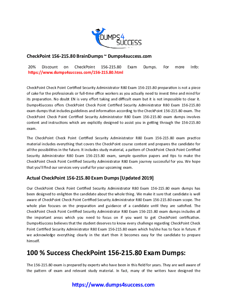 Fillable Online 156-215.80 CheckPoint Exam All You Need to Pass Fax ...