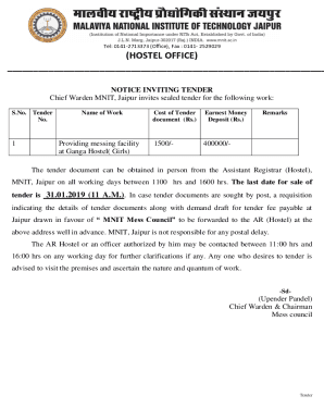 Fillable Online hostel office - MNIT Jaipur Fax Email Print - pdfFiller