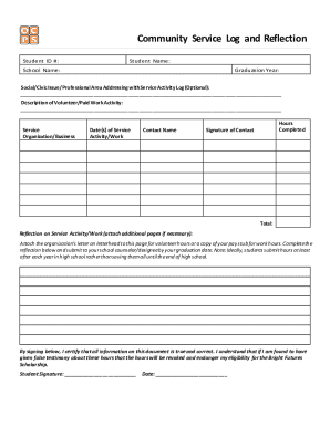 Fillable Online Seattle Schools Service-Learning Form and Reflection ...