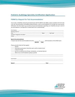 Fillable Online FORM 5a: Request For Test Accommodations Fax Email ...
