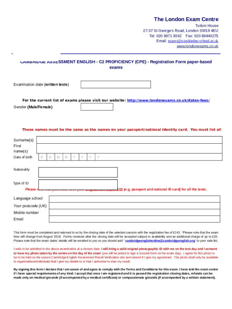 The London Exam Centre (Wimbledon School of English) - OET Doc Template ...