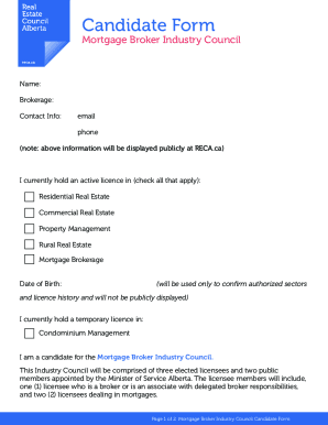 Fillable Online Candidate Form Fax Email Print - pdfFiller