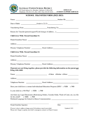 Fillable Online 22-23 School Transfer form.docx Fax Email Print - pdfFiller