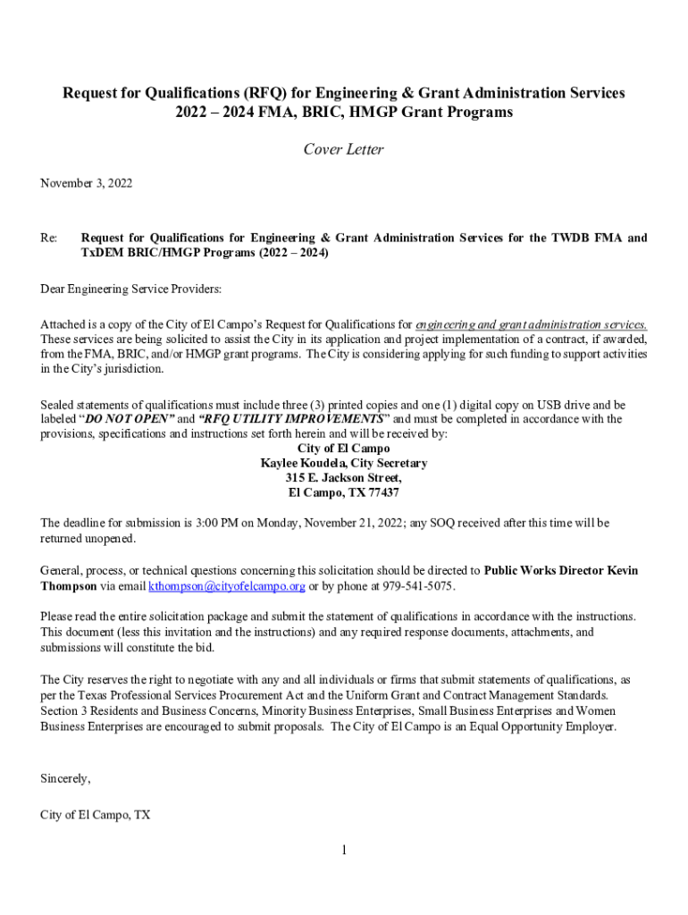 Fillable Online 6-9 sample request for qualifications (rfq) for engineering ... Fax Email Print ...