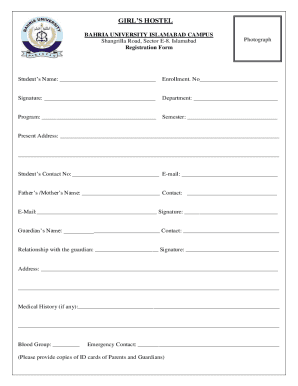 Fillable Online FATIMA GIRLS HOSTEL Application Form Fax Email Print ...
