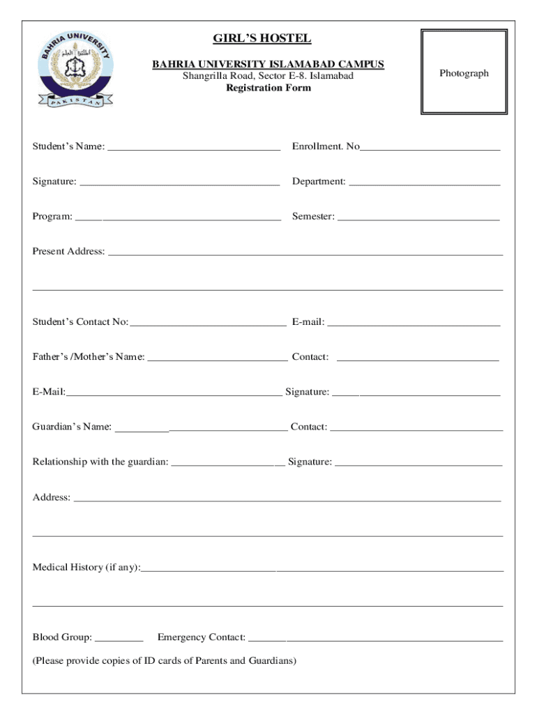 Fillable Online FATIMA GIRLS HOSTEL Application Form Fax Email Print - pdfFiller