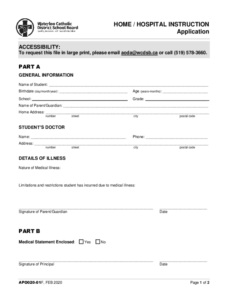 Fillable Online HOME / HOSPITAL INSTRUCTION Application Fax Email Print ...