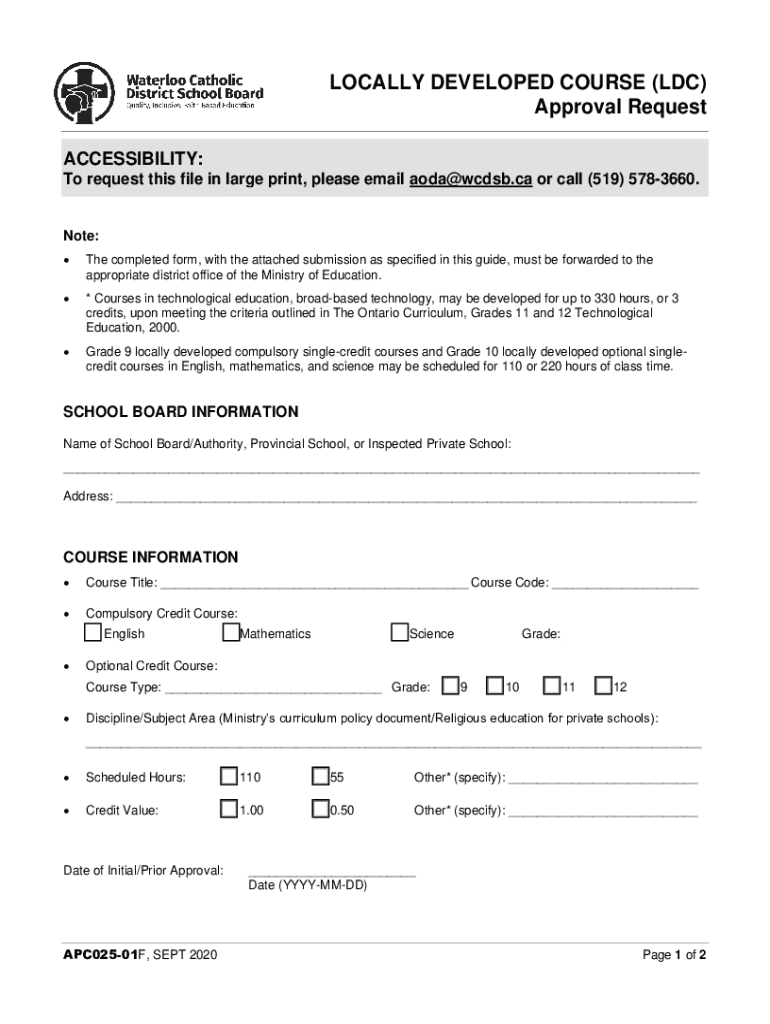 Fillable Online LOCALLY DEVELOPED COURSE (LDC) Re-Approval Request Fax Email Print - pdfFiller
