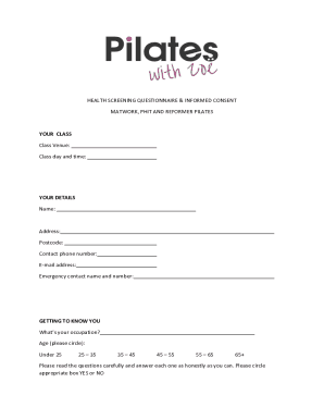 Fillable Online 10+ Health Screening Questionnaire Templates in PDFDOC ...