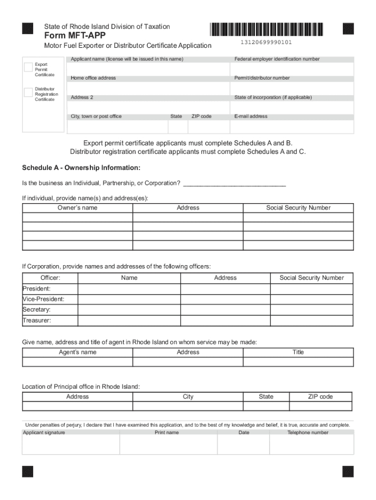 Fillable Online tax ri Application for Distributor Registration or ...