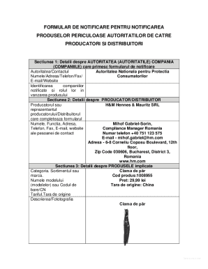 Fillable Online formular de notificare pentru notificarea produselor ...