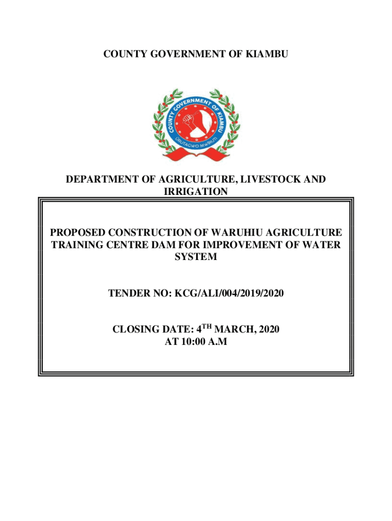 Fillable Online kiambu go IRRIGATION Fax Email Print - pdfFiller
