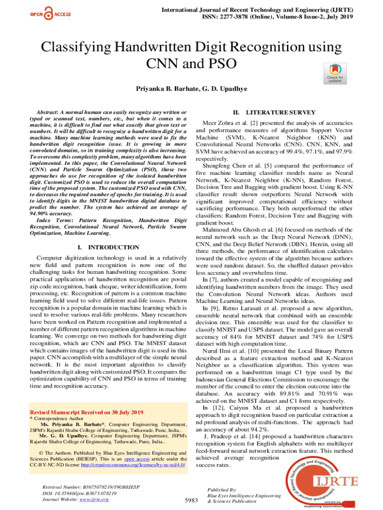 Fillable Online Classifying Handwritten Digit Recognition using CNN and ...