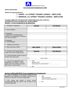 Fillable Online Street Trader Employee Application Form Fax Email Print - pdfFiller
