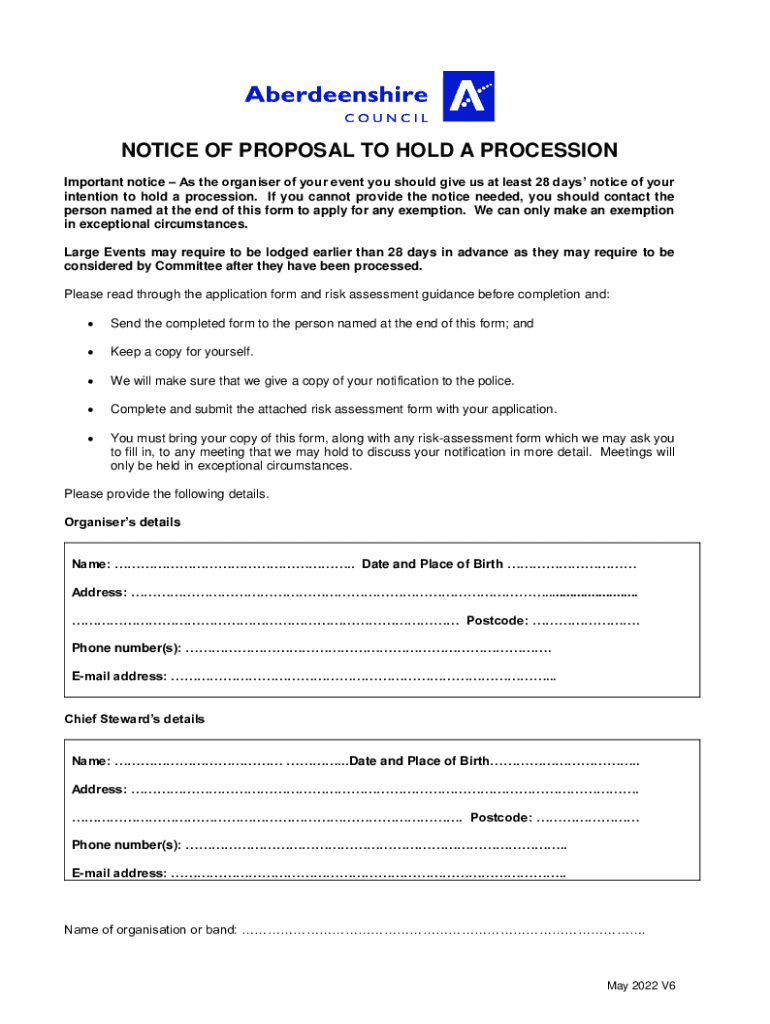Fillable Online Public Procession Application and Risk Form Fax Email ...