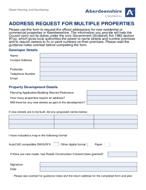 Fillable Online ADDRESS REQUEST FOR SINGLE PROPERTIES Fax Email Print - pdfFiller