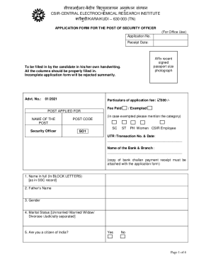 Fillable Online application form for the post of security officer ...