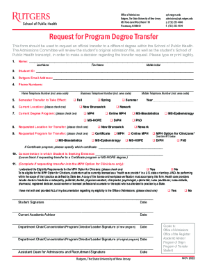 Fillable Online sph rutgers Application for Certificate Degree Programs ...