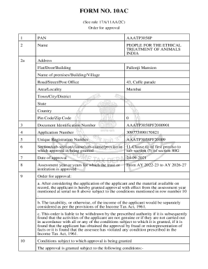 Fillable Online FORM NO. 10AC - PETA India Fax Email Print - pdfFiller