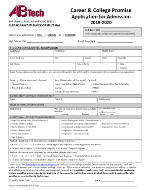 Fillable Online Career & College Promise - Application for Admission ...