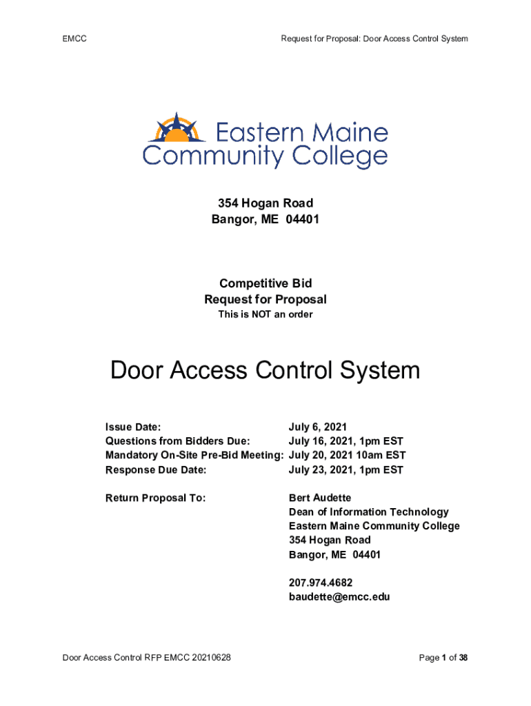 Fillable Online Request for Proposal for Video Surveillance and Access ...