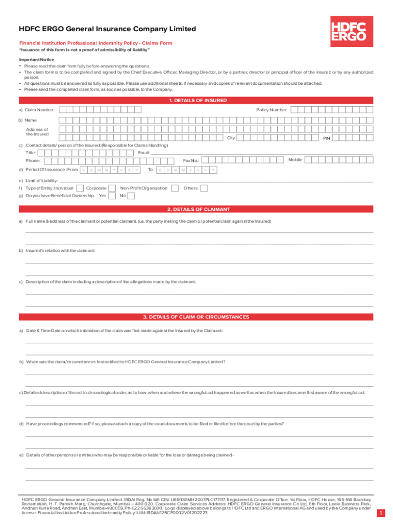 Fillable Online HDFC ERGO Commercial Vehicle Insurance Fax Email Print ...
