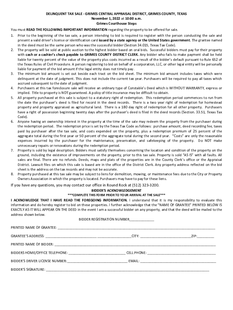 Fillable Online Grimes Public AccessGeneral InformationPay Taxes Online ...