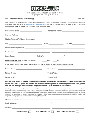 Fillable Online F: 561-641-9448 Dear Homeowner: We are i - Marbella ...