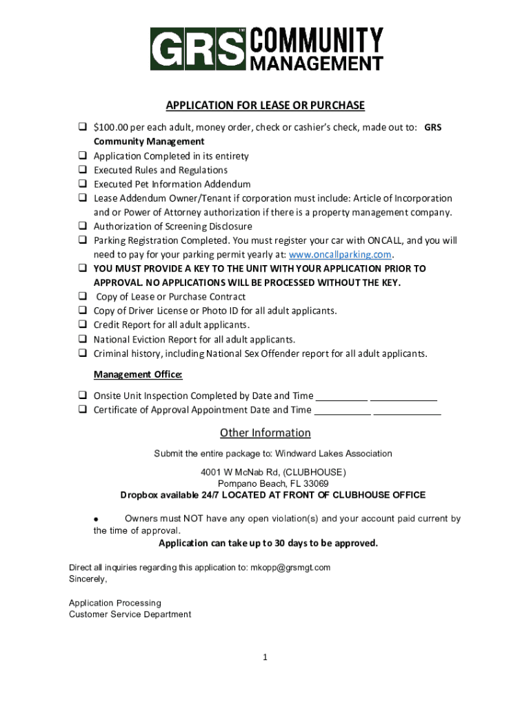 Fillable Online woodworth village hoa application for residency (lease ...