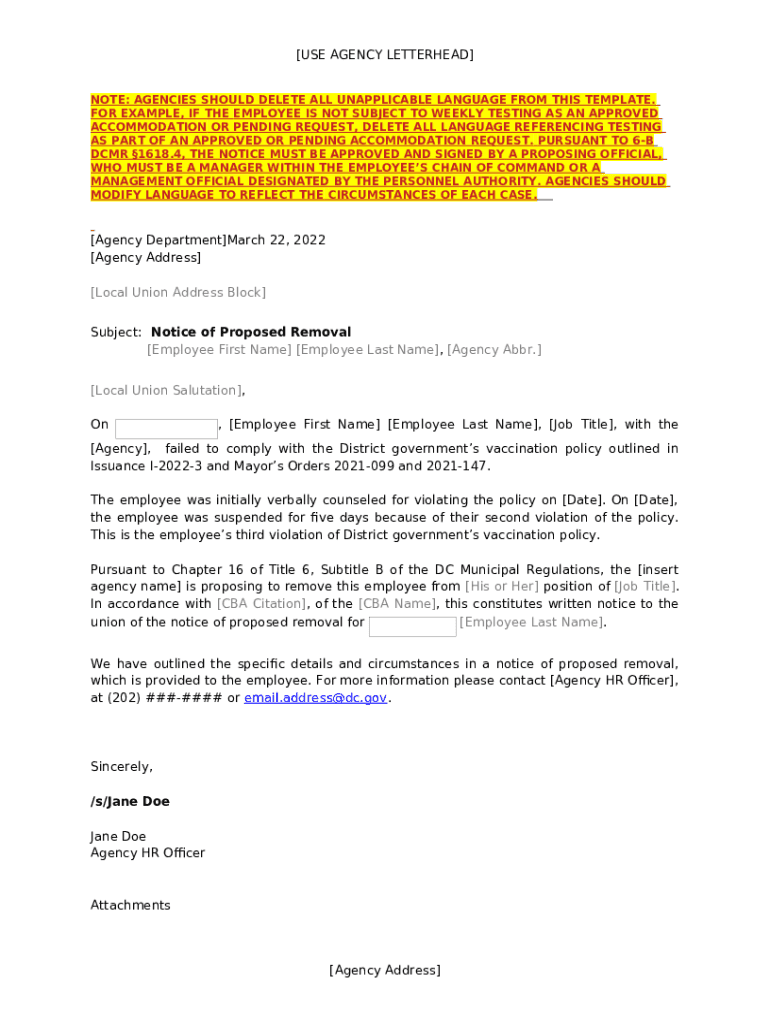 Proposed Separation Template - DC.gov Doc Template | pdfFiller