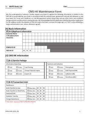 Fillable Online CMS HK Maintenance Form Fax Email Print - pdfFiller