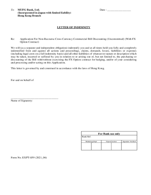 Fillable Online LETTER OF INDEMNITY APPLICATION FOR LETTER OF ... Fax ...