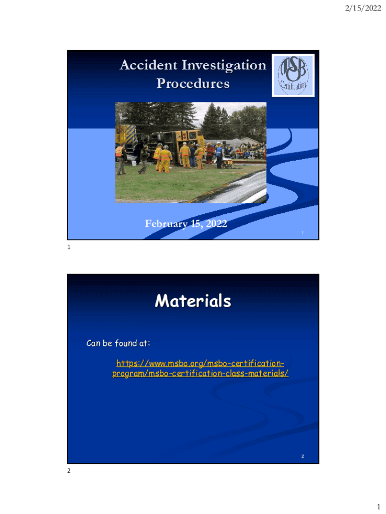 Fillable Online Accident Investigation Procedures Fax Email Print - pdfFiller