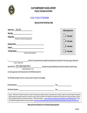 Fillable Online Tutoring Time and Effort Certification Form Fax Email ...