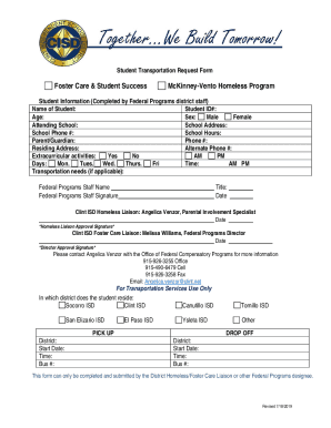 Fillable Online empty seat student transportation request form Fax Email Print - pdfFiller