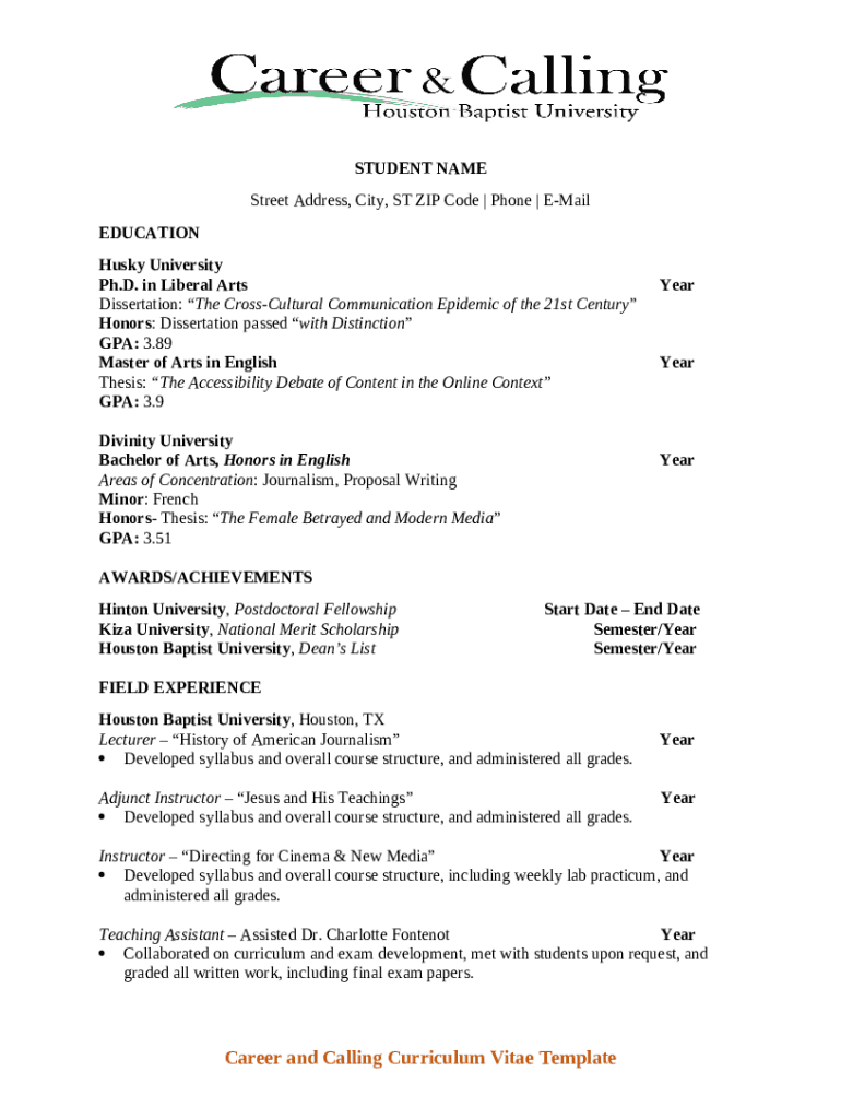 HBU-Curriculum-Vitae-Template.docx Doc Template | pdfFiller