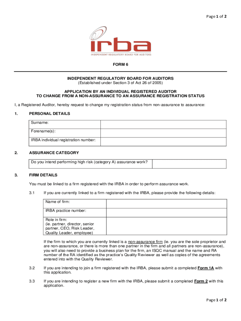 Fillable Online Auditing Profession Act - irba - South African ...