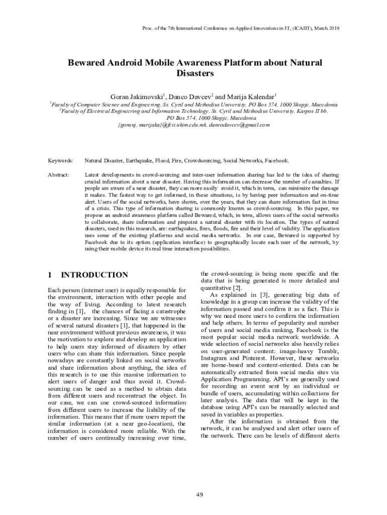 Fillable Online Bewared Android Mobile Awareness Platform about Natural ...