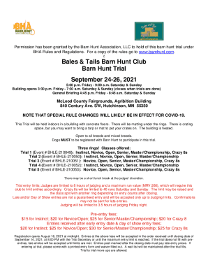 Fillable Online Bales & Tails Barn Hunt Club Barn Hunt Trial September ...