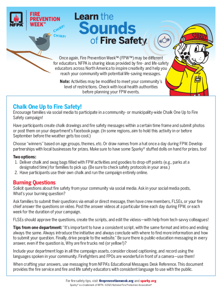 Fillable Online Safety Tip Sheets - Fire Prevention Week (FPW) Fax ...