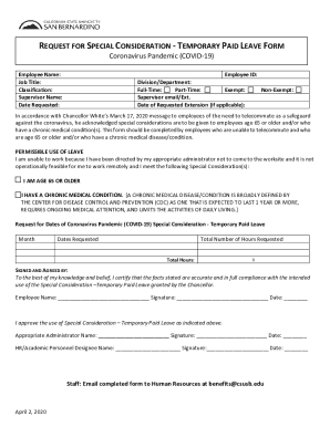 Fillable Online Request for special consideration -temporary paid leave form Fax Email Print ...