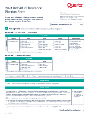 Fillable Online 2023 Individual Insurance Election Form Fax Email Print ...