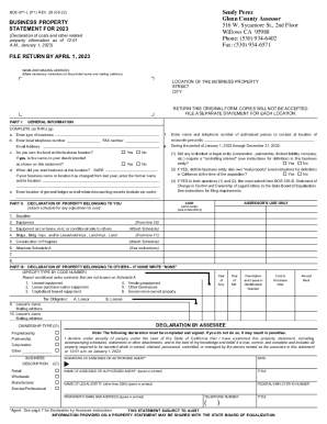 Fillable Online Sendy Perez Glenn County Assessor ... - Cal Assessor e ...