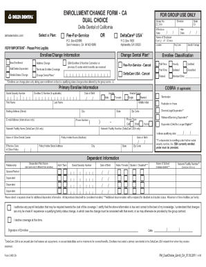 Fillable Online ENROLLMENT/CHANGE FORMCA DUAL CHOICE ( ) - Fax Email ...