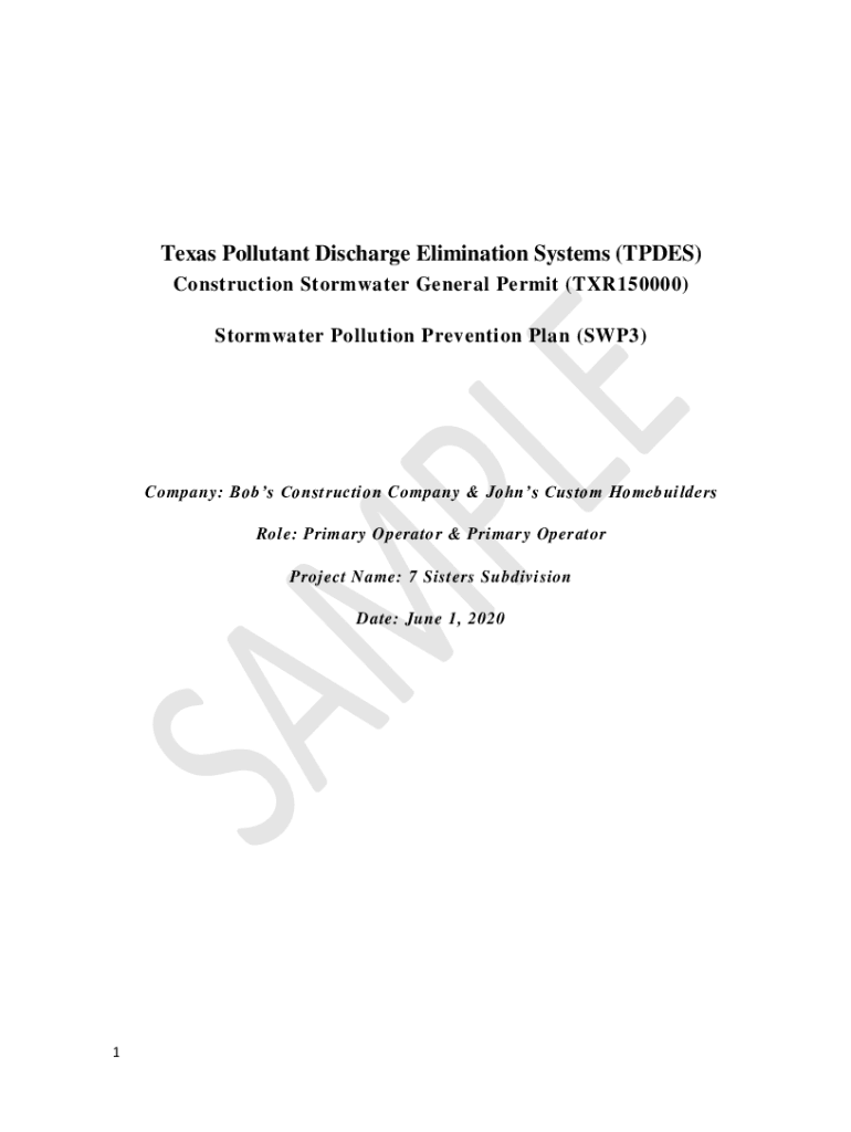 Fillable Online Sample SWPPP Fax Email Print - pdfFiller